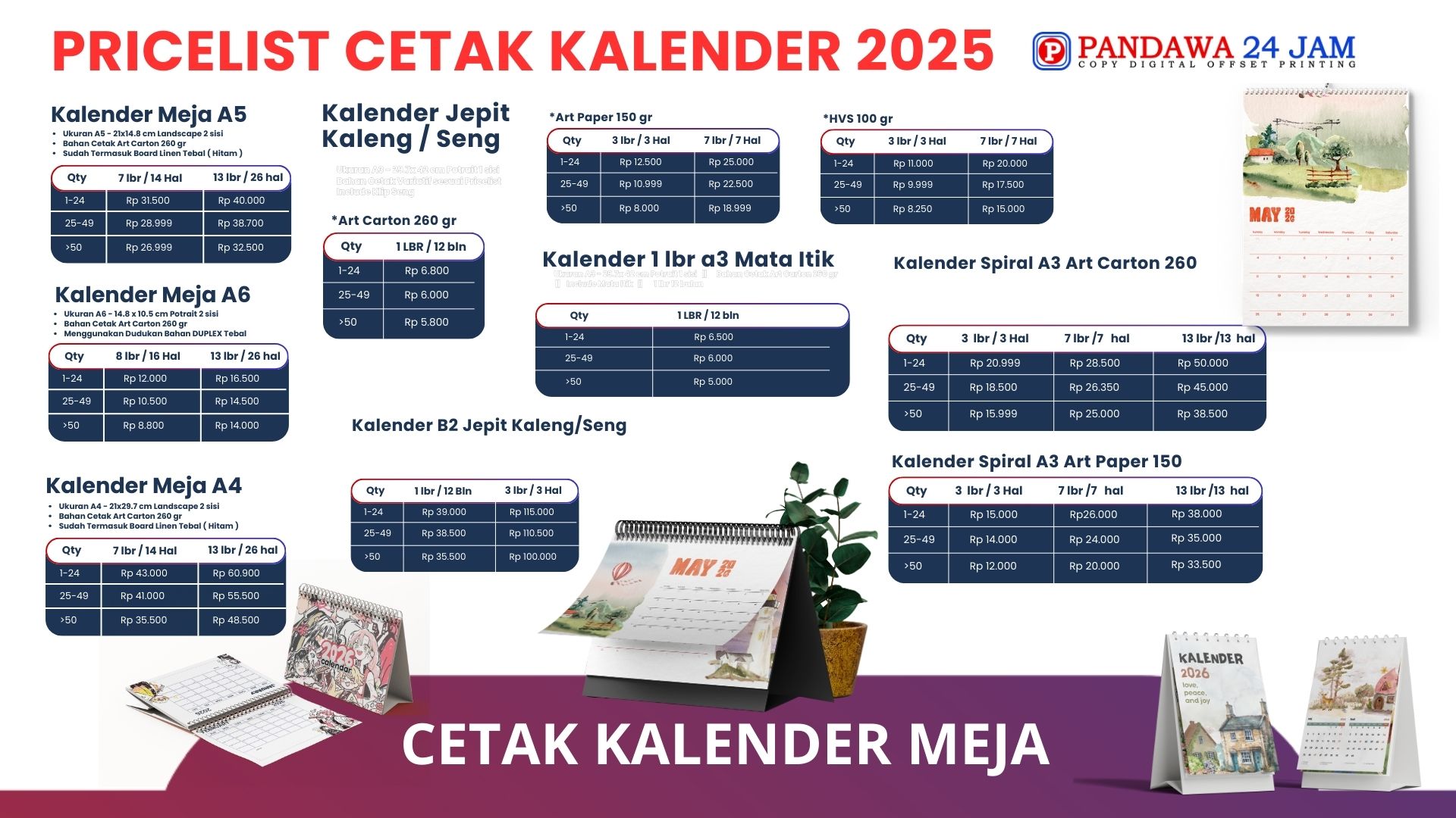 Harga Kalender 1 Lembar